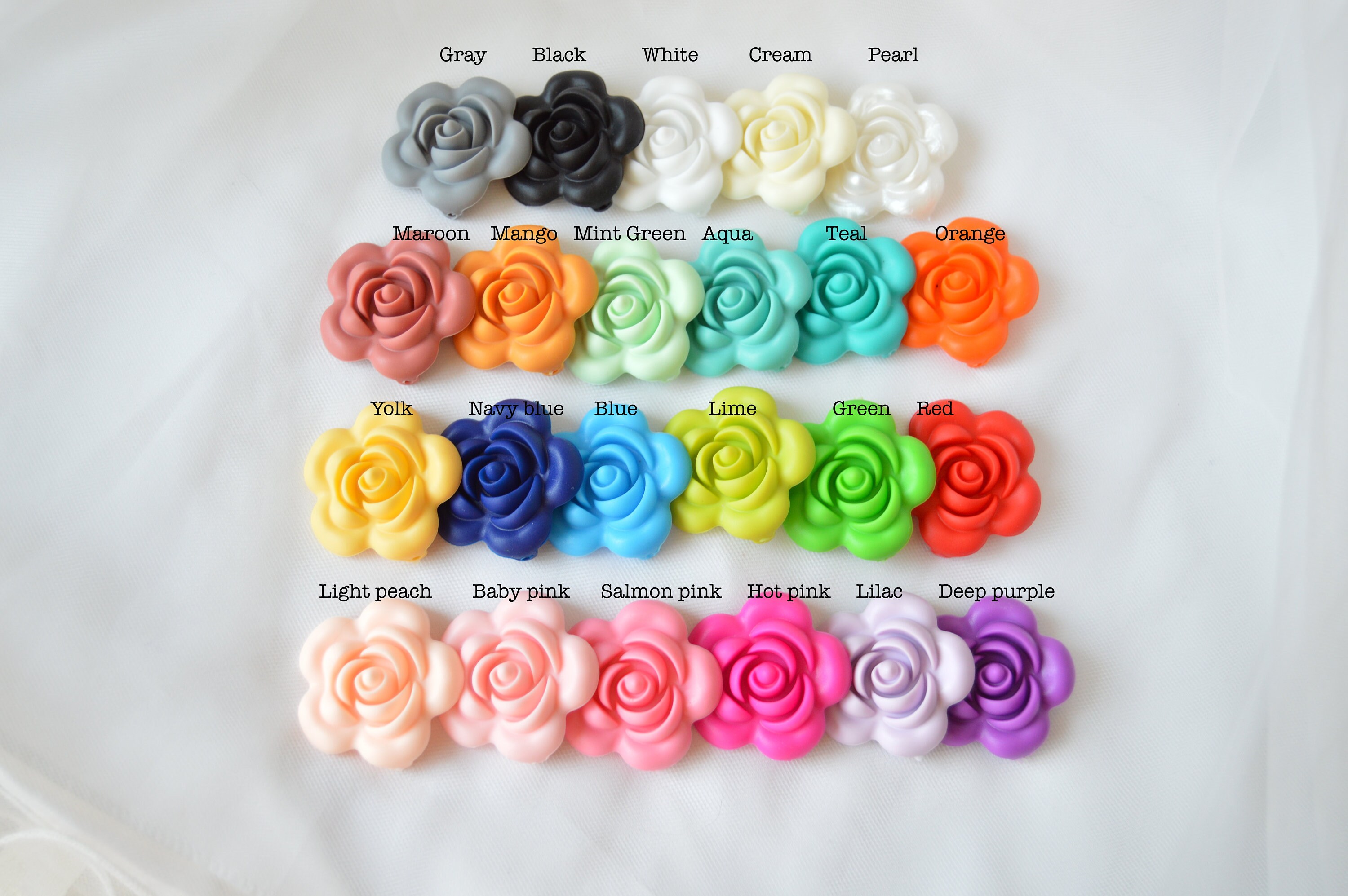 Large Rose Flower Silicone Bead 40mm Chunky Sensory - Etsy