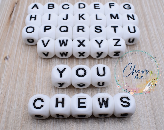 Large 16MM White Alphabet Letter Silicone Bead | Mix & Match | You ...