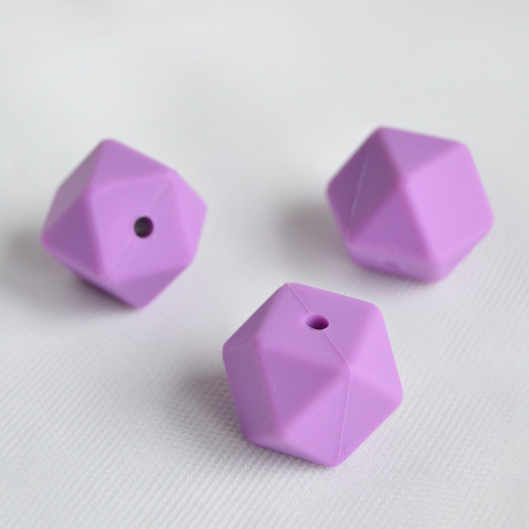 17mm Purple Hexagon Silicone Beads 5 or 10 Beads Chewelry Sensory ...