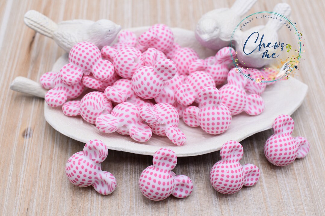 Mickey Mouse Pink Pixel Print Silicone Beads | Focal Bead | Chewelry ...