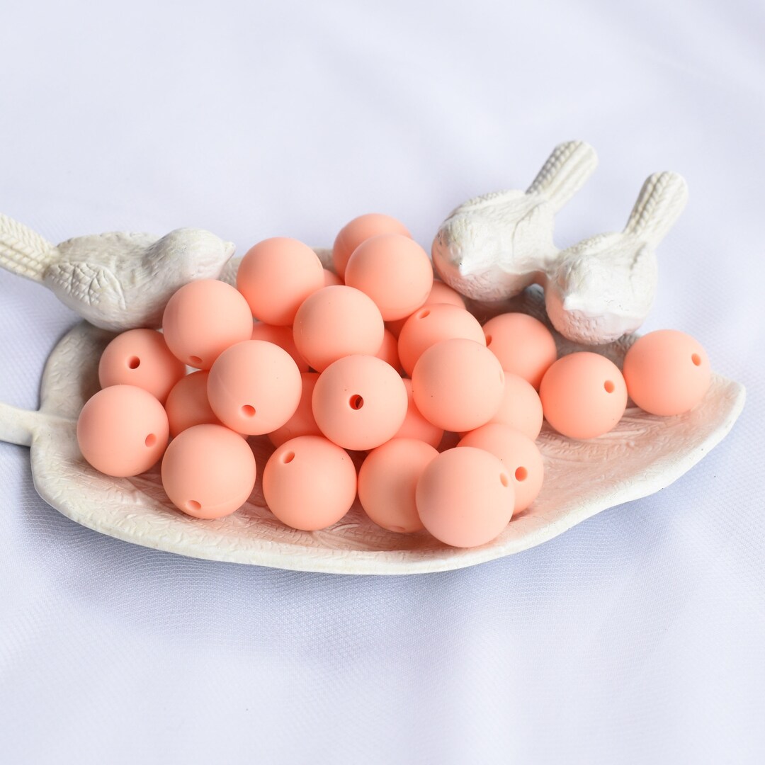 12mm Peach Sherbet Round Silicone Beads | 5 or 10 Beads | Chewelry ...