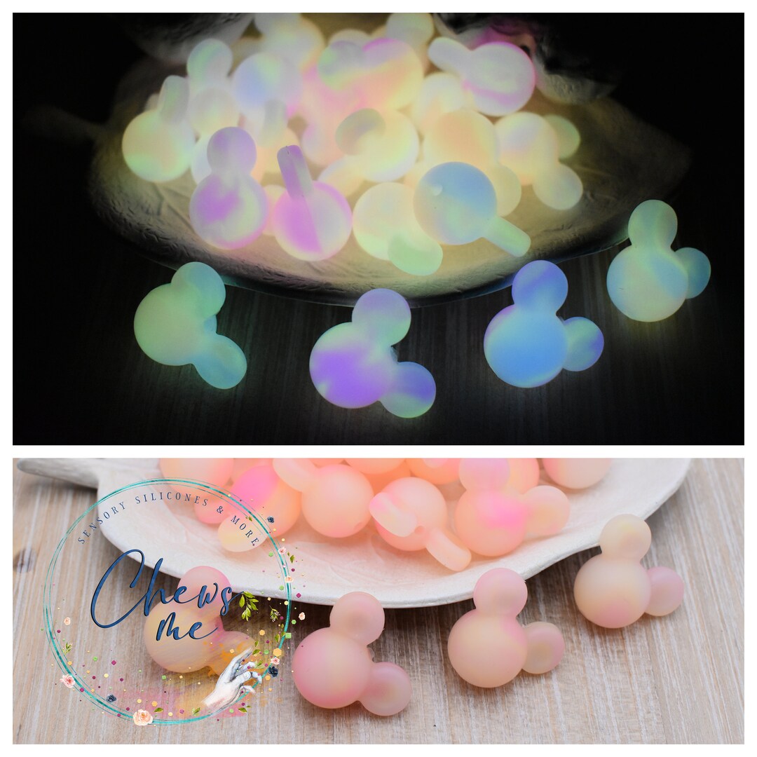 Glow in the Dark Tie Dye Pink Mickey Mouse Silicone Bead | Focal Bead ...