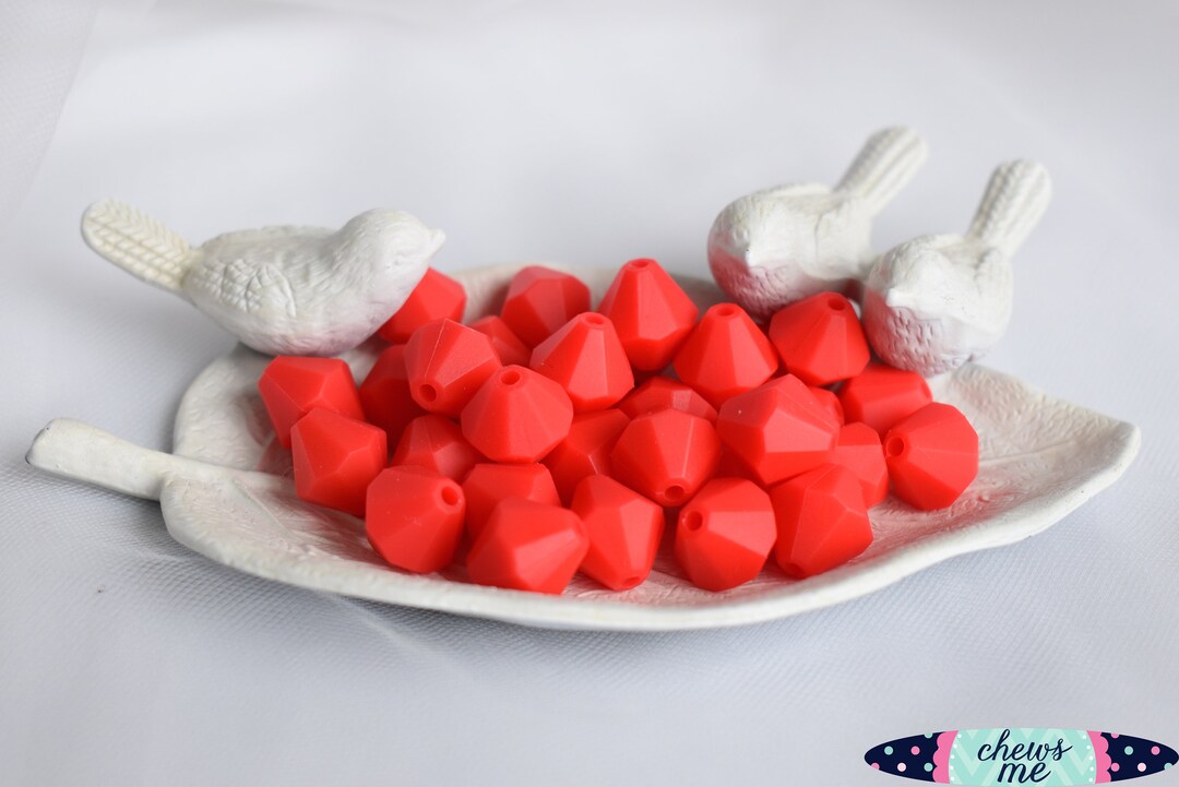 Bicone Silicone Bead | 14mm | Scarlet Red | 5-10 Pieces | Diamond ...