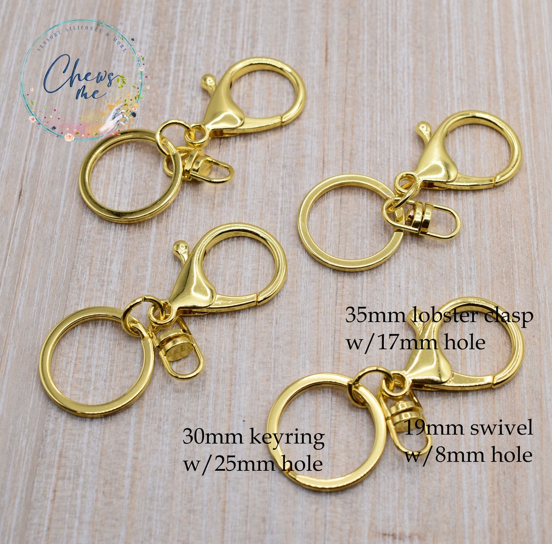 Gold Lobster Clasp Keyring Swivel Key Chain Split Ring DIY Wristlet Key ...