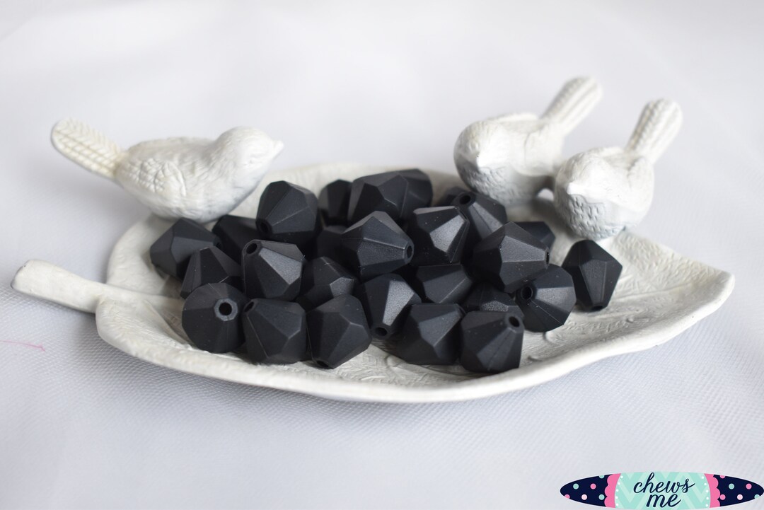 Bicone Silicone Bead | 14mm | Black | 5-10 Pieces | Diamond | Sensory ...