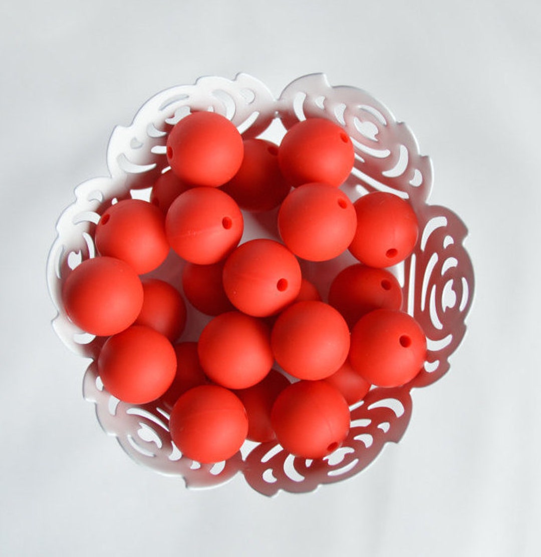 9mm Red Round Spacer Silicone Beads | 10 Beads | Chewelry | Sensory ...