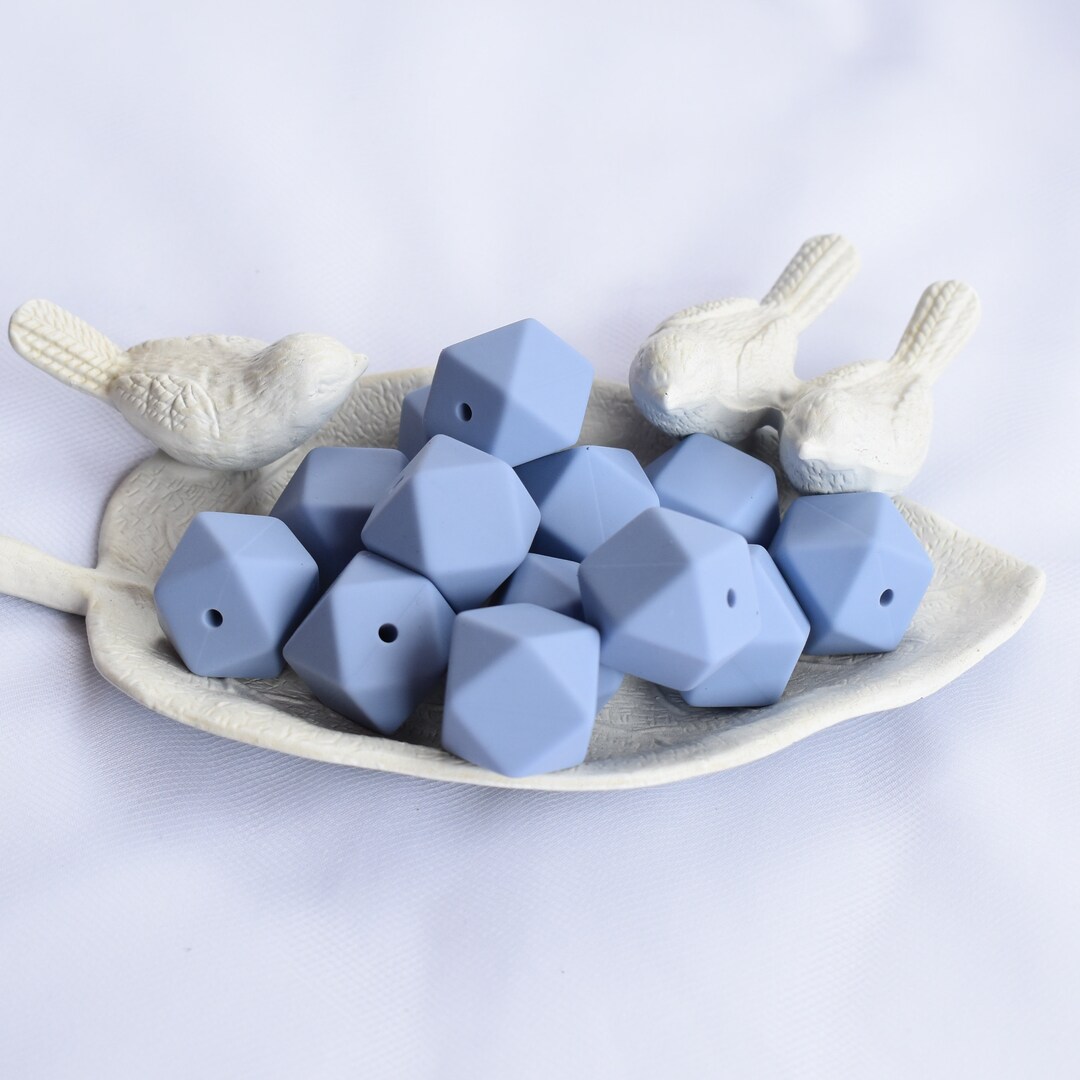 17mm Pigeon Blue Hexagon Silicone Beads | 5 or 10 Beads | Chewelry ...