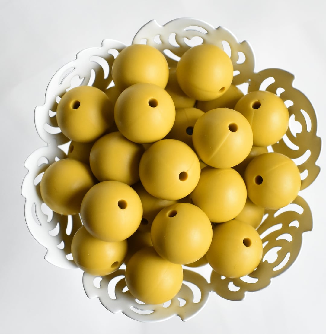 9mm Corn Yellow Round Spacer Silicone Beads | 10 Beads | Chewelry ...