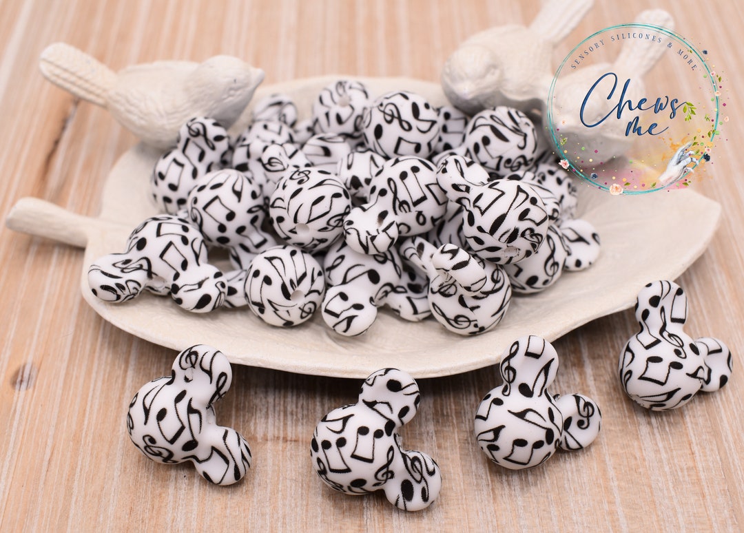 Mickey Mouse Music Notes Print Silicone Beads | Focal Bead | Chewelry ...