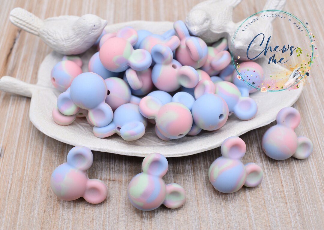 Mickey Mouse Unicorn Tie Dye Print Silicone Beads | Focal Bead ...