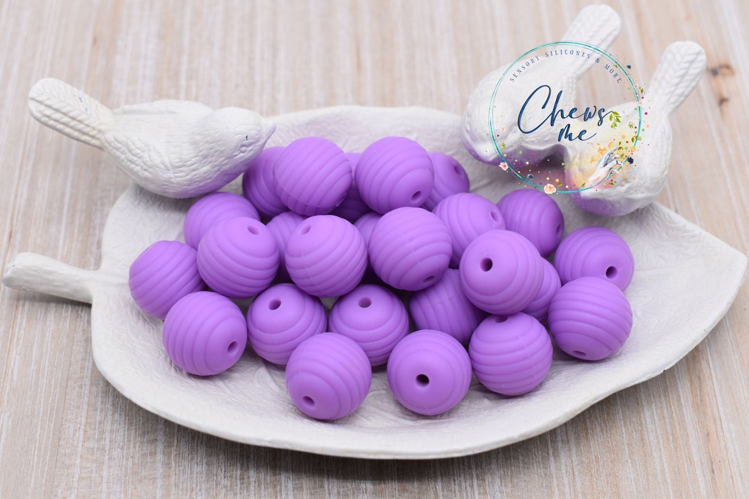Beehive Purple 15mm Round Silicone Beads | Spiral Bead | 5 or 10 Beads ...