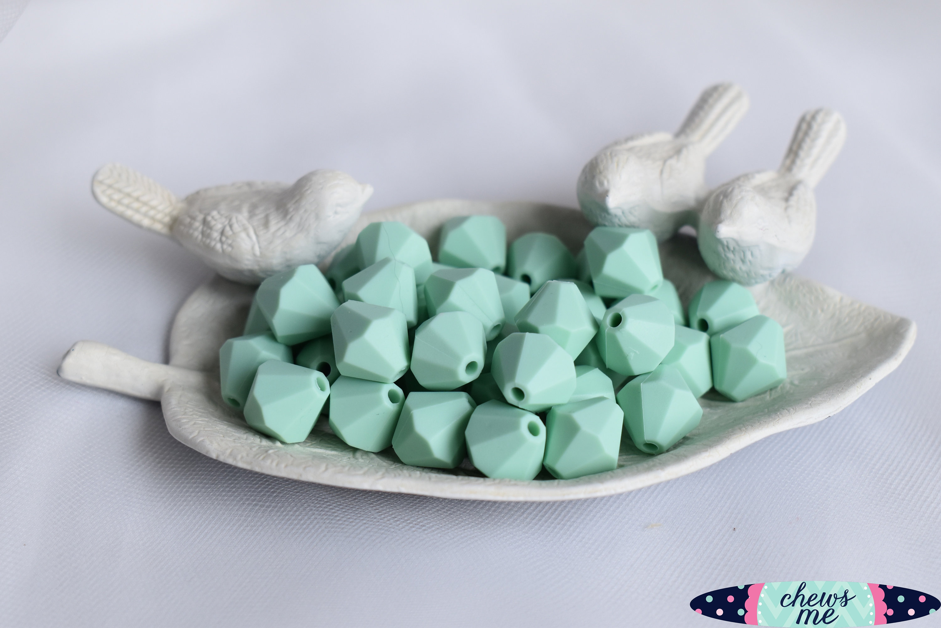Bicone Silicone Bead | 14mm | Dark Mint Green | 5-10 Pieces | Diamond ...