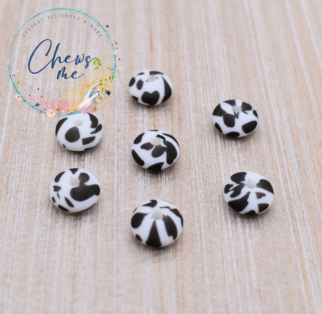 Lentil Cow Print Silicone Bead | Dalmatian | 10 Beads | 12mm - Etsy