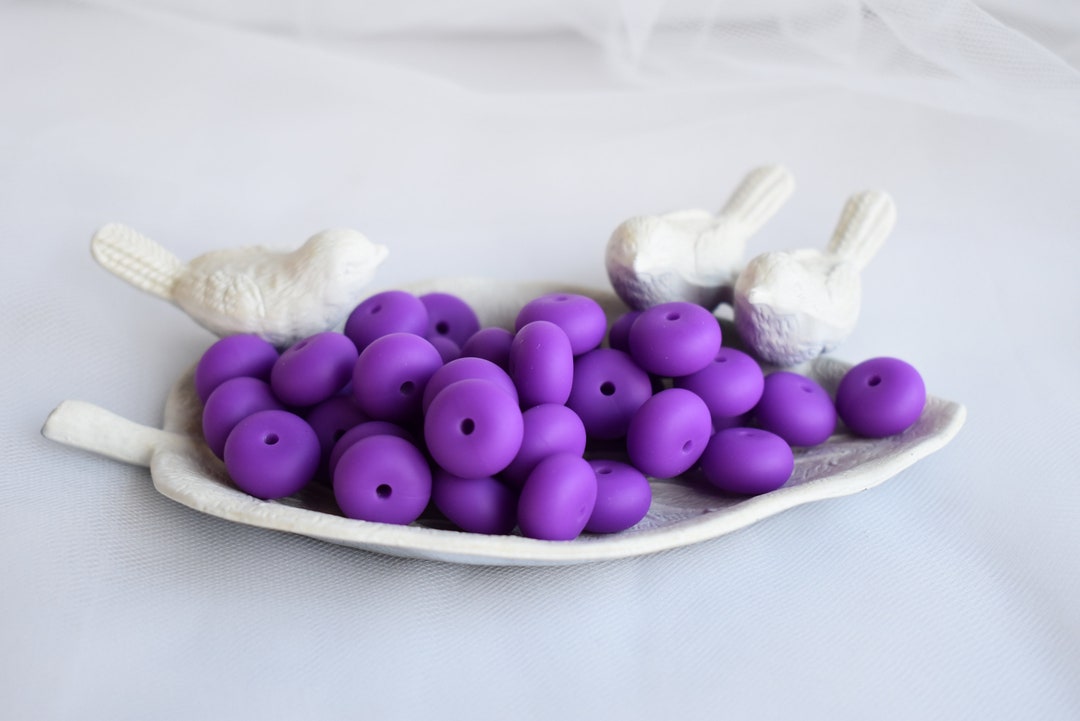 Abacus Ultraviolet Purple Spacer Silicone Beads 5 or 10 Beads 14mm ...