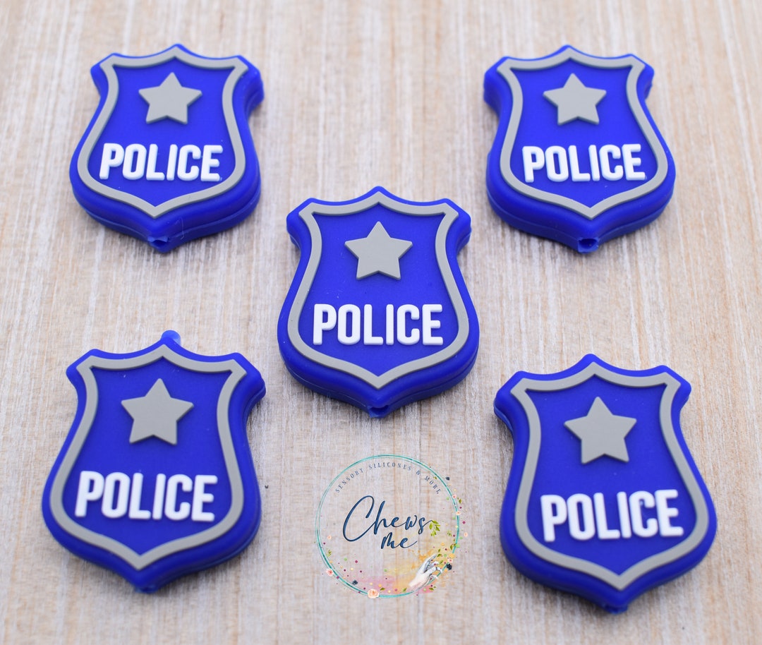 Police Badge Silicone Bead | Blue | First Responder | Focal Bead | Pen ...