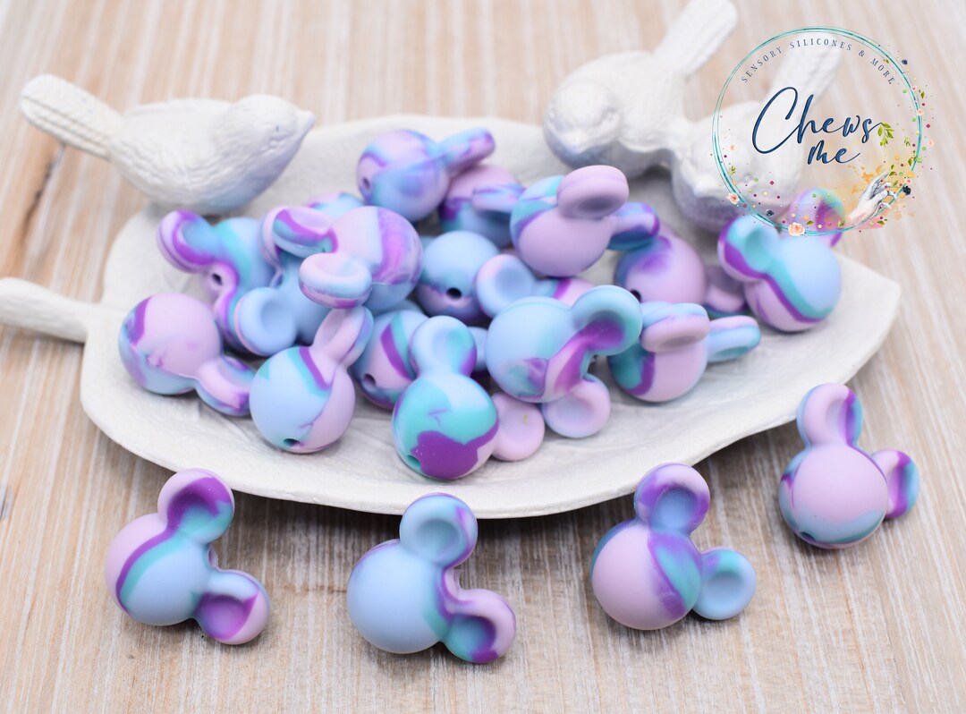 Mickey Mouse Mermaid Tie Dye Print Silicone Beads | Focal Bead ...