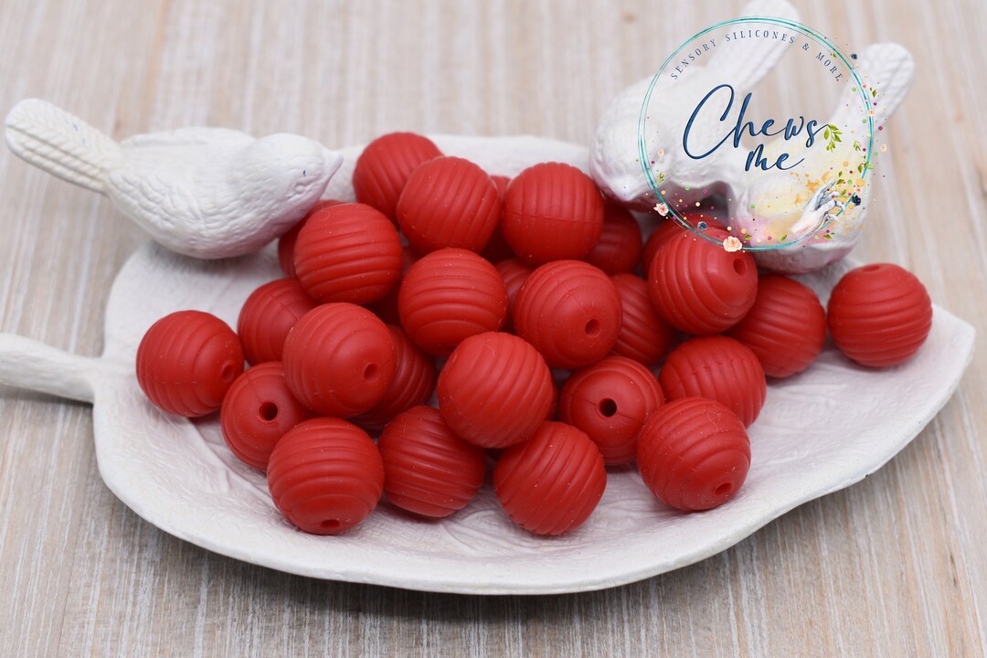 Beehive Crimson Red 15mm Round Silicone Beads | Spiral Bead | 5 or 10 ...