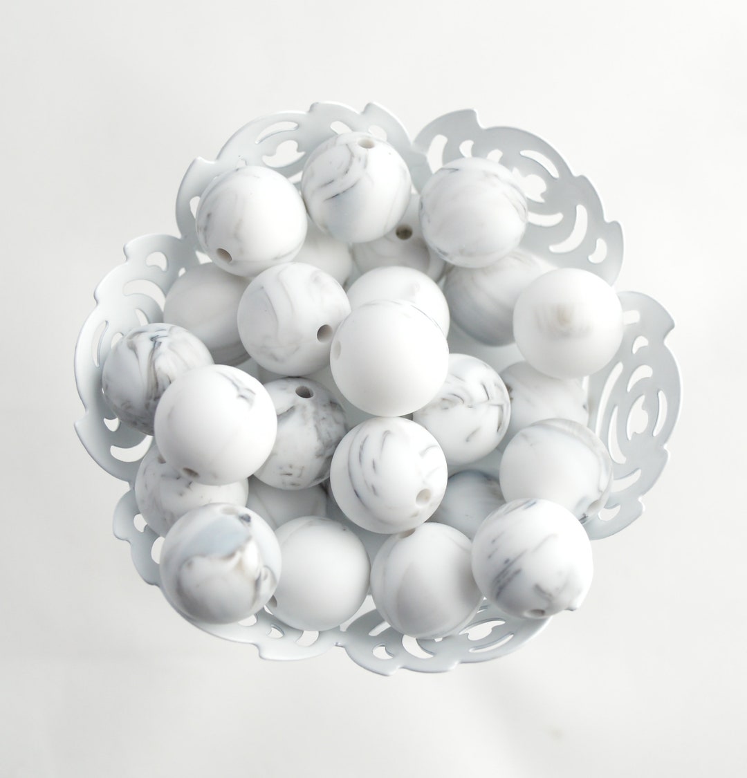 9mm Marble Round Spacer Silicone Beads | 10 Beads | Chewelry | Sensory ...