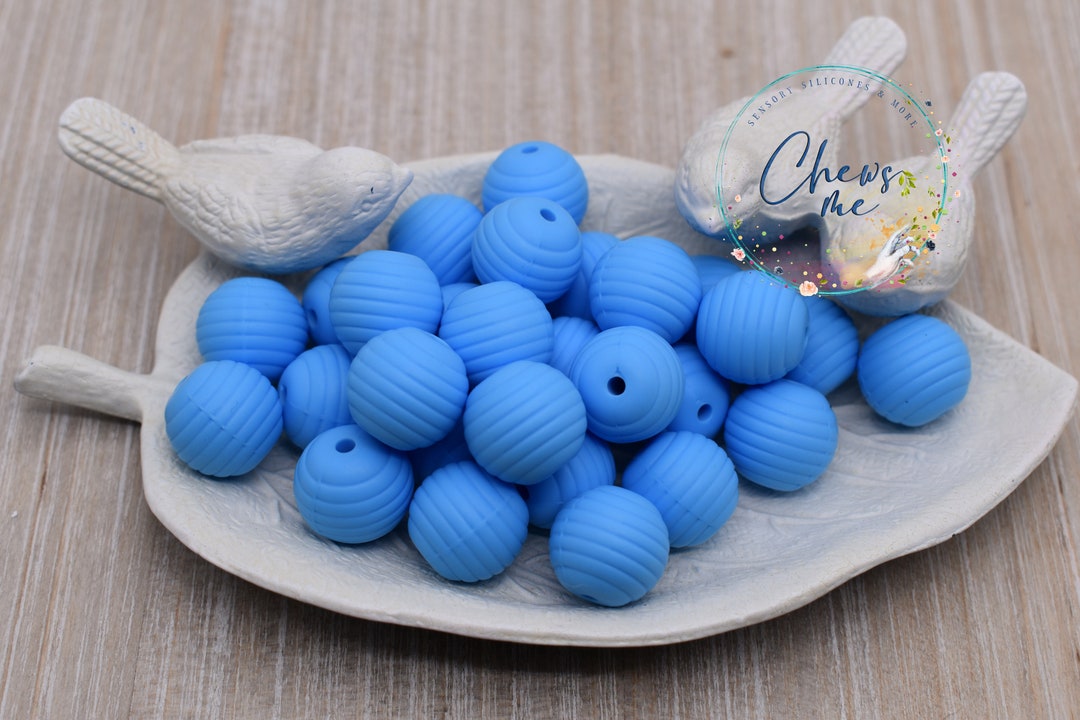 Beehive Blue 15mm Round Silicone Beads | Spiral Bead | 5 or 10 Beads ...