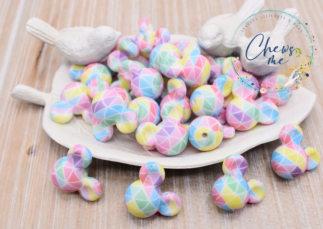 Mickey Mouse Pastel Triangle Print Silicone Beads | Focal Bead ...