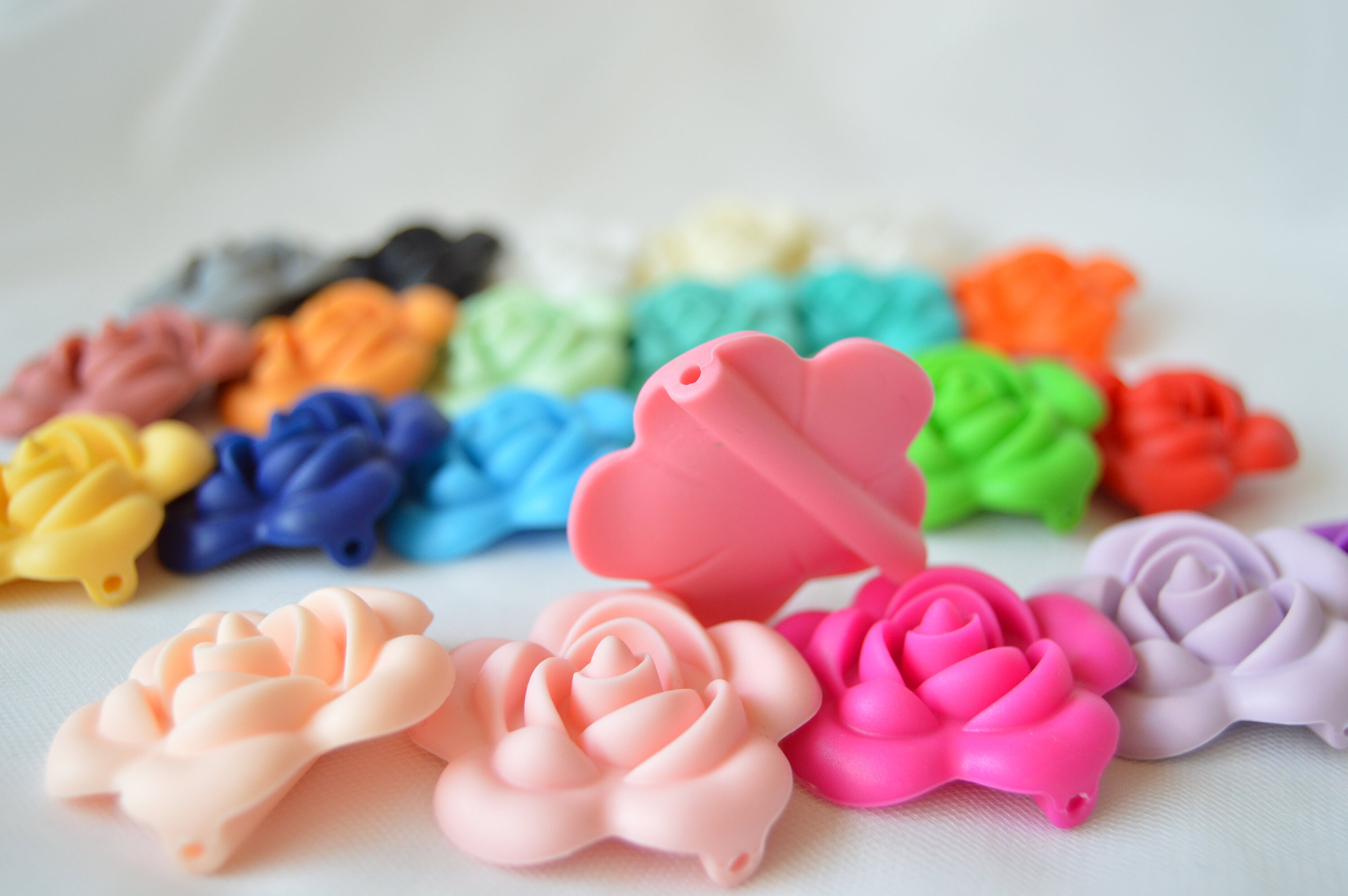 Large Rose Flower Silicone Bead 40mm Chunky Sensory - Etsy
