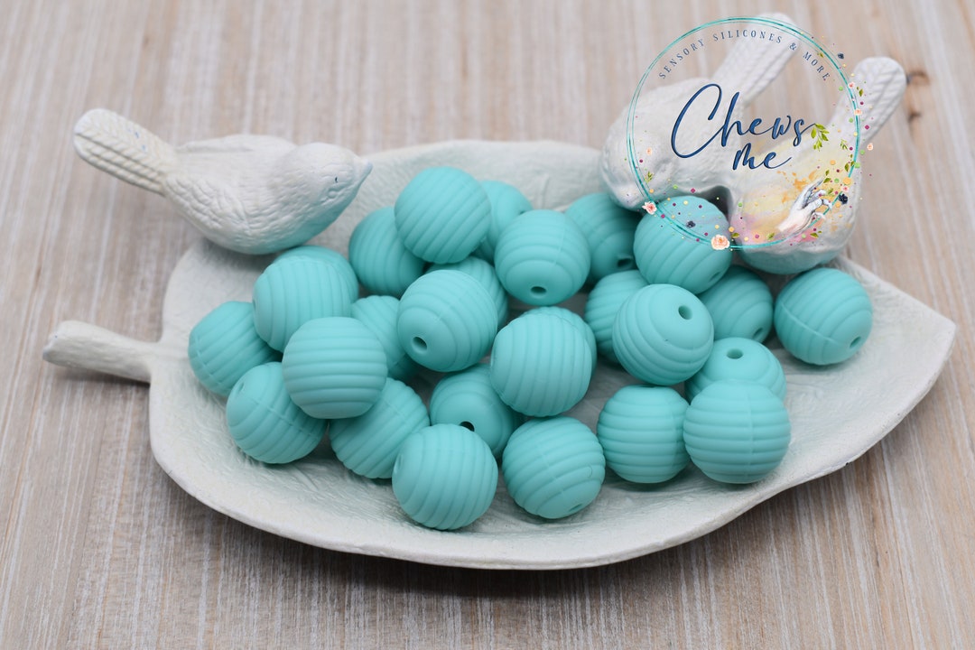 Beehive Robin Egg Blue 15mm Round Silicone Beads | Spiral Bead | 5 or ...