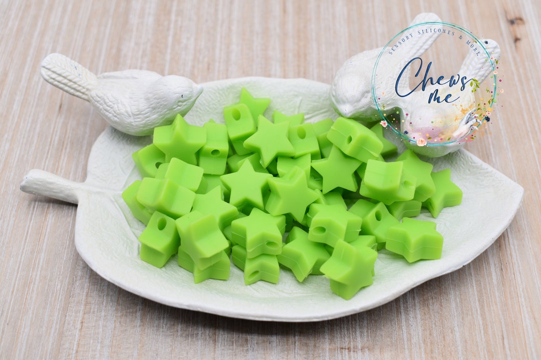 Mini Star Silicone Bead | Chartreuse Green | 15mm | 5 or 10 Piece ...