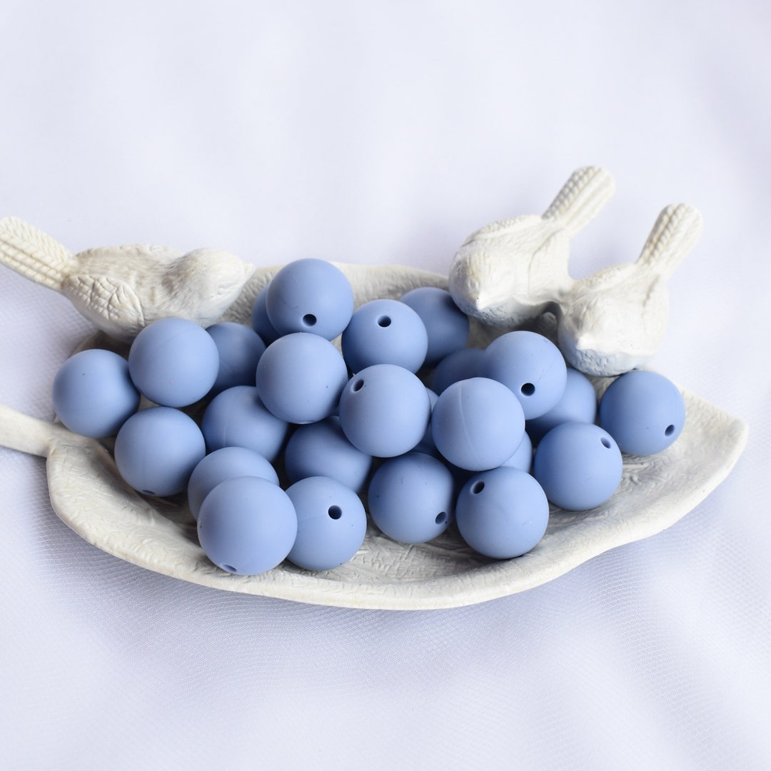 15mm Pigeon Blue Round Silicone Beads | 5 or 10 Beads | Chewelry ...