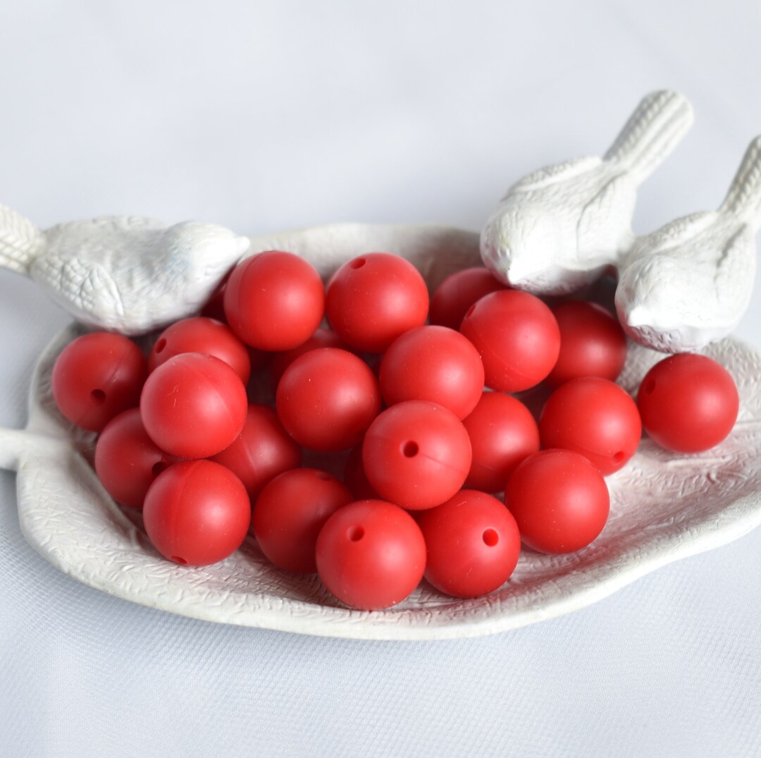 15mm Crimson Red Round Silicone Beads | 5 or 10 Beads | Chewelry ...