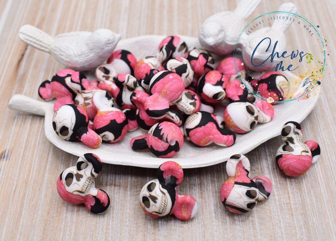 Mickey Mouse Sugar Skull Print Silicone Beads | Focal Bead | Chewelry ...