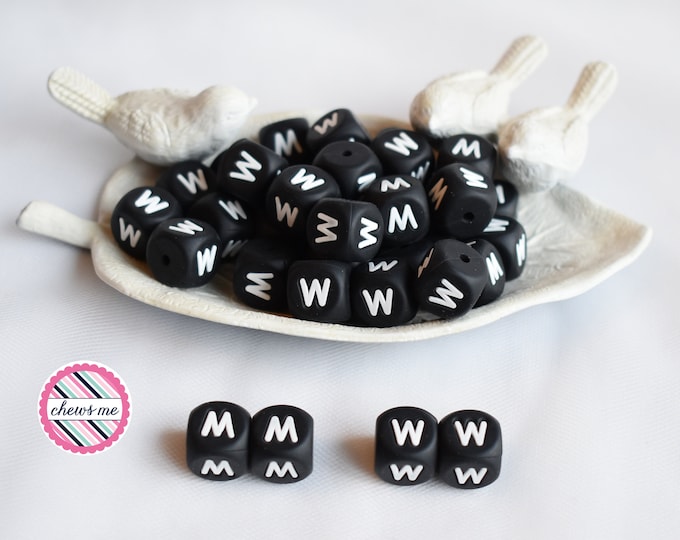 Bead Lots Fidget letter cube silicone bead upper and lower case in one ...