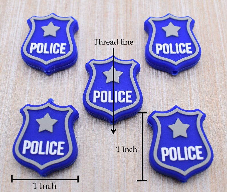 Police Badge Silicone Bead | Blue | First Responder | Focal Bead | Pen ...