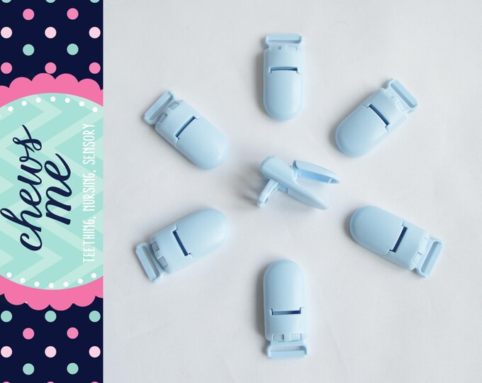 Kam 15mm Plastic Pacifier Clip | Baby Blue | Paci | 5 or 10 Pieces ...