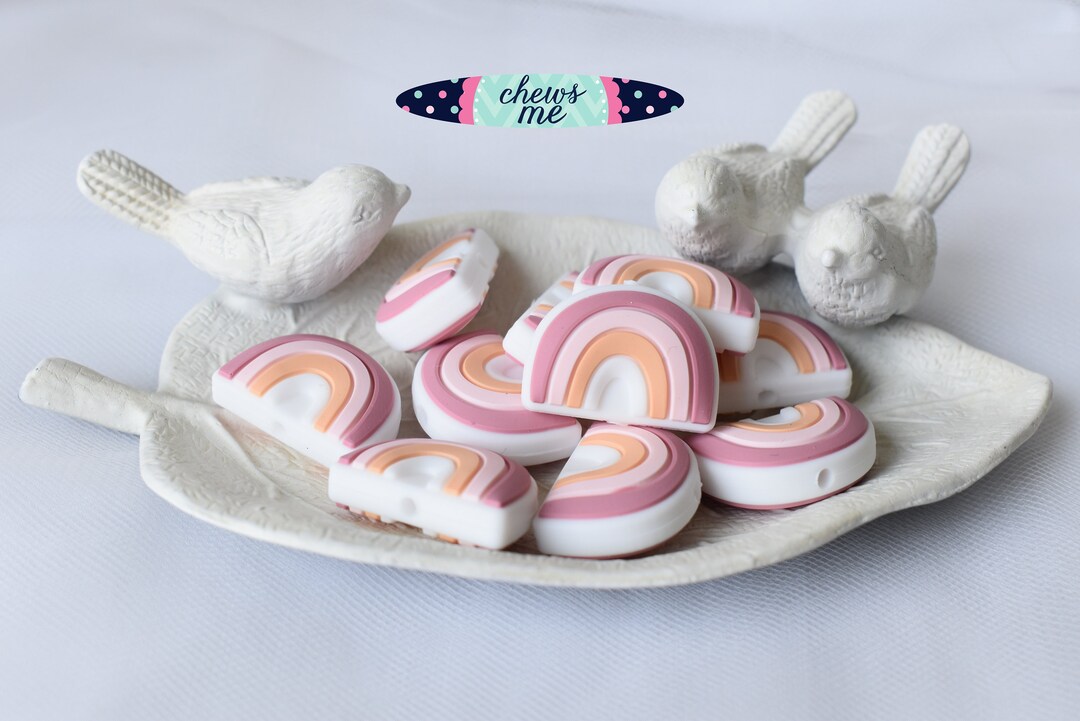 Rainbow Pink/peach Silicone Bead | 1-5 Beads | Focal Bead | Chewelry ...