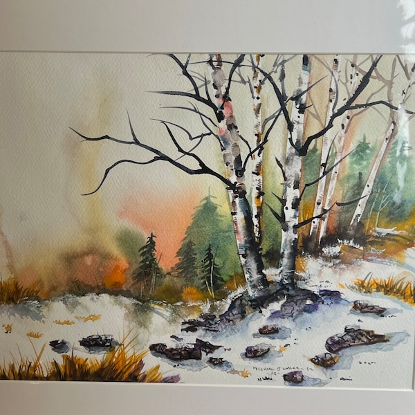 Winter Tree Painting - Etsy