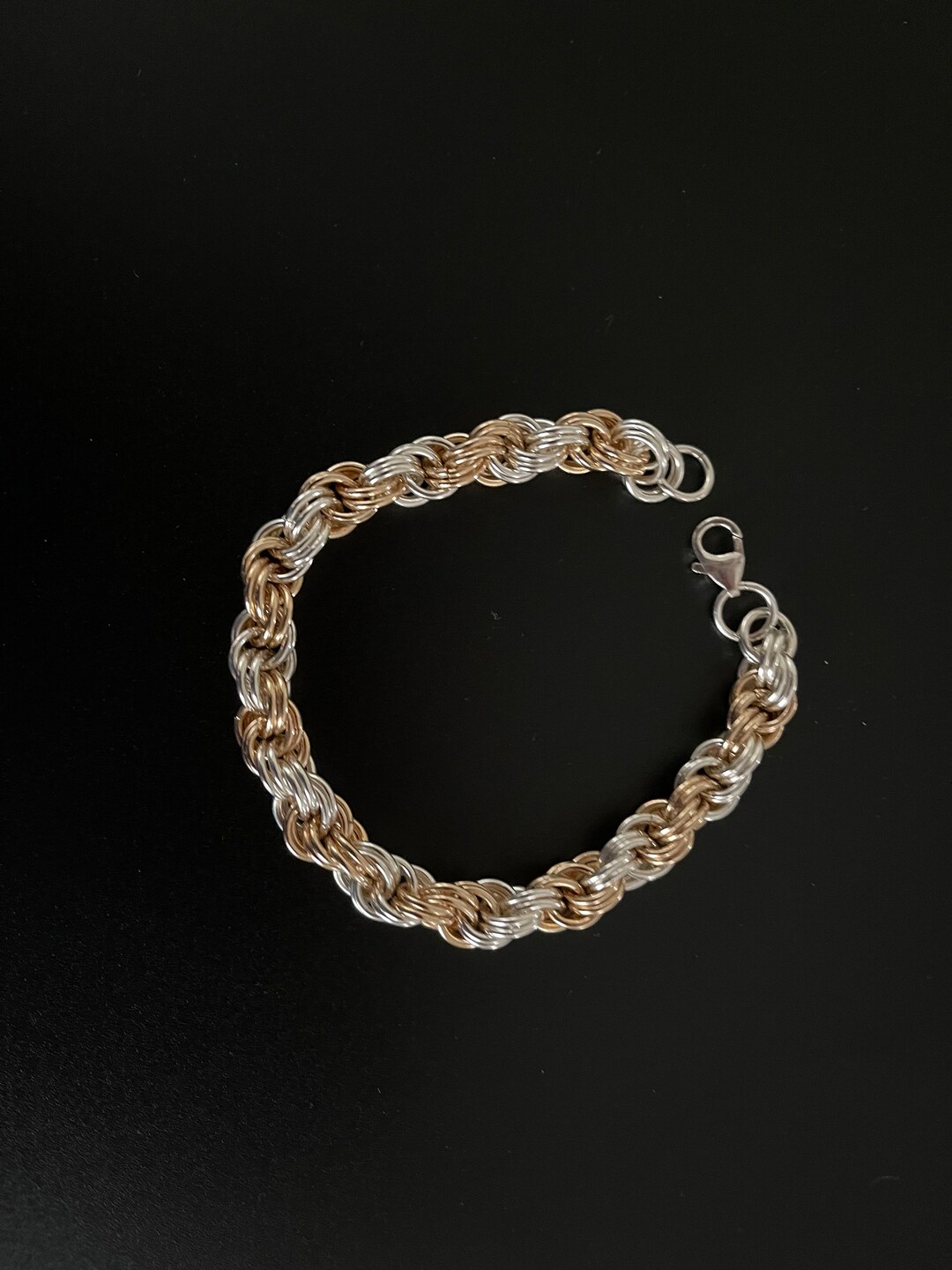 Silver and Gold Double Spiral Chain Mail Bracelet - Etsy