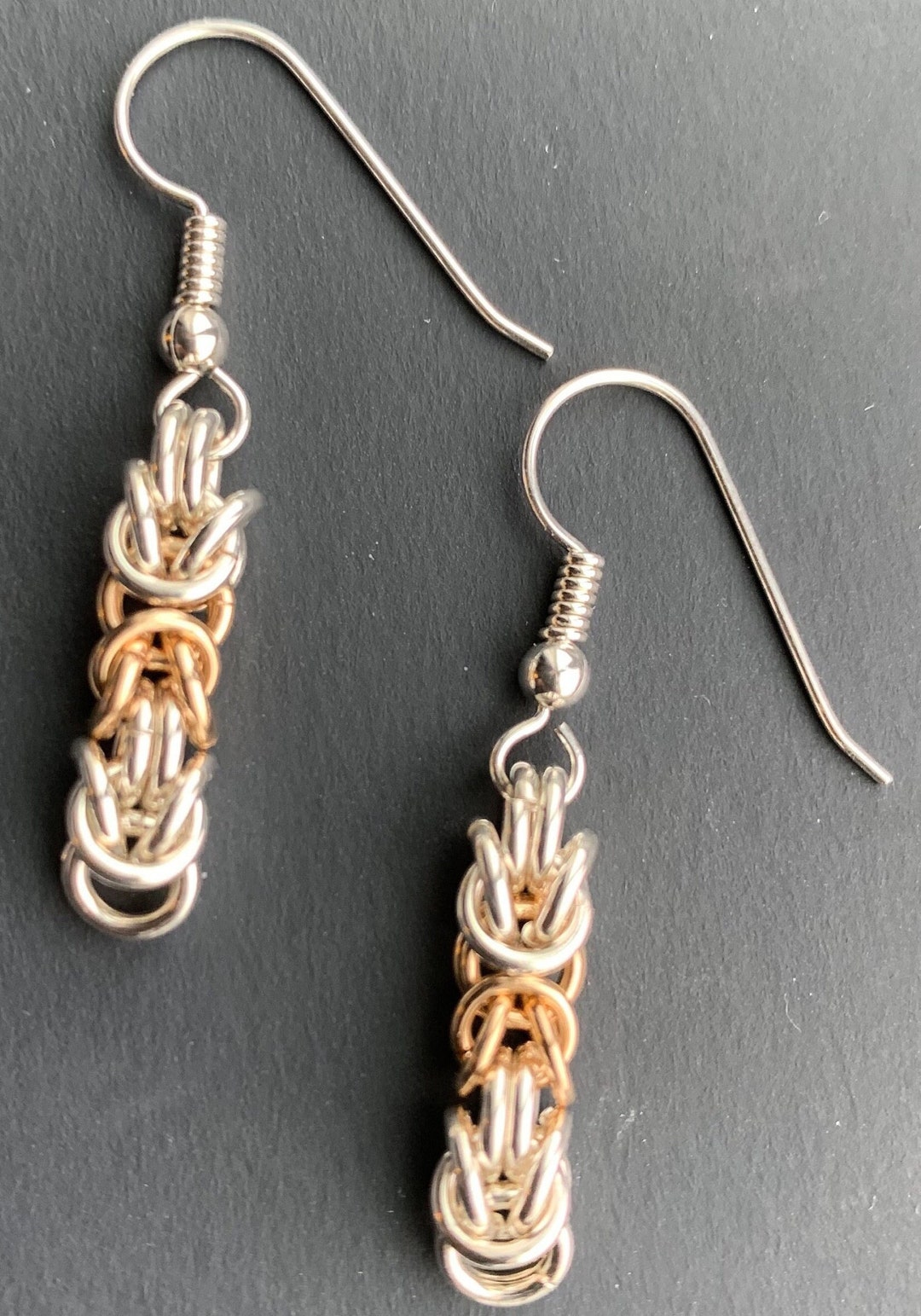 Gold Box Weave Chain Maille Earrings - Etsy