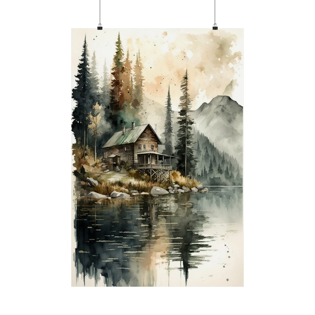 Poster for Cabin Rustic Cabin Art for Bathroom Art Gift for Him Poster ...