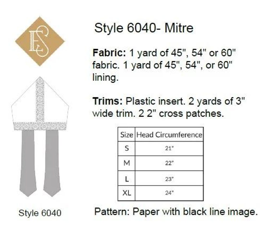 Bishop Mitre Sewing Pattern for Church Vestments - Etsy