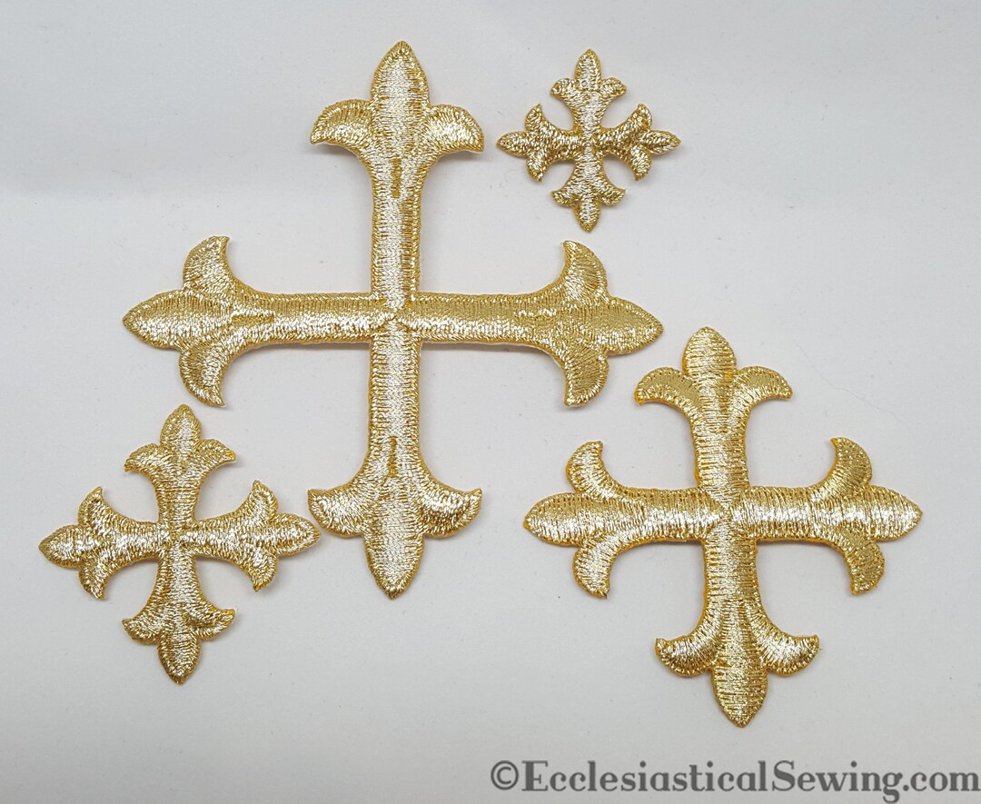 Cross Applique Iron on Style Soft/white Gold Color - Etsy