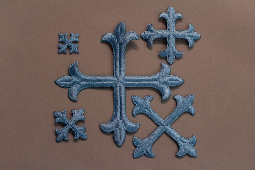 Iron on Fleury Cross Blue Applique - Etsy