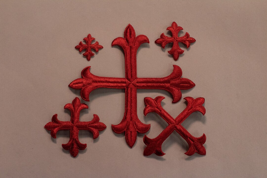 Iron on Cross Applique, Burgundy, Fleury Style, Easy to Use - Etsy