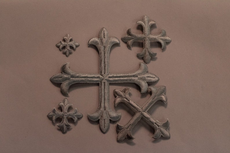 Iron on Cross Applique, Grey, Fleury Style, Easy to Use - Etsy