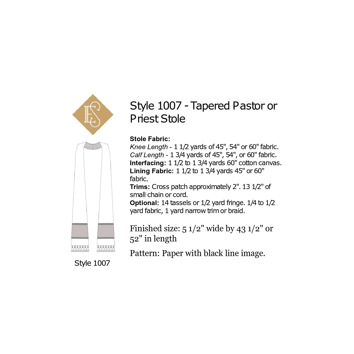 Tapered Pastoral or Priest Stole Sewing Pattern - Etsy