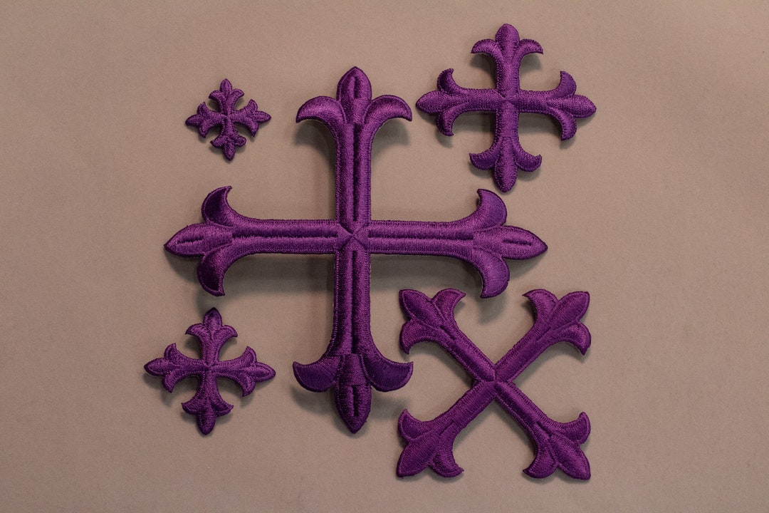 Iron on Cross Applique, Purple, Fleury Style, Easy to Use - Etsy
