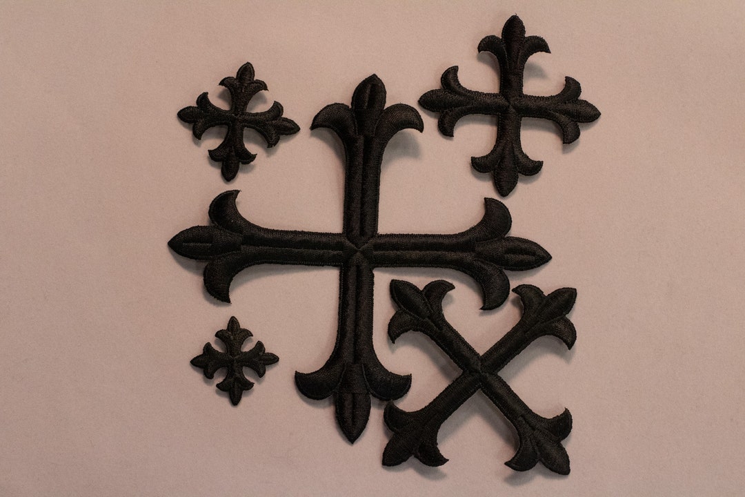 Iron on Cross Applique, Black, Fleury Style, Easy to Use - Etsy
