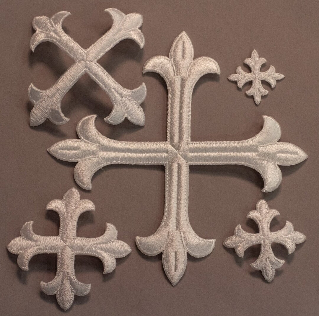 Iron on Cross Applique, White, Fleury Style, Easy to Use - Etsy