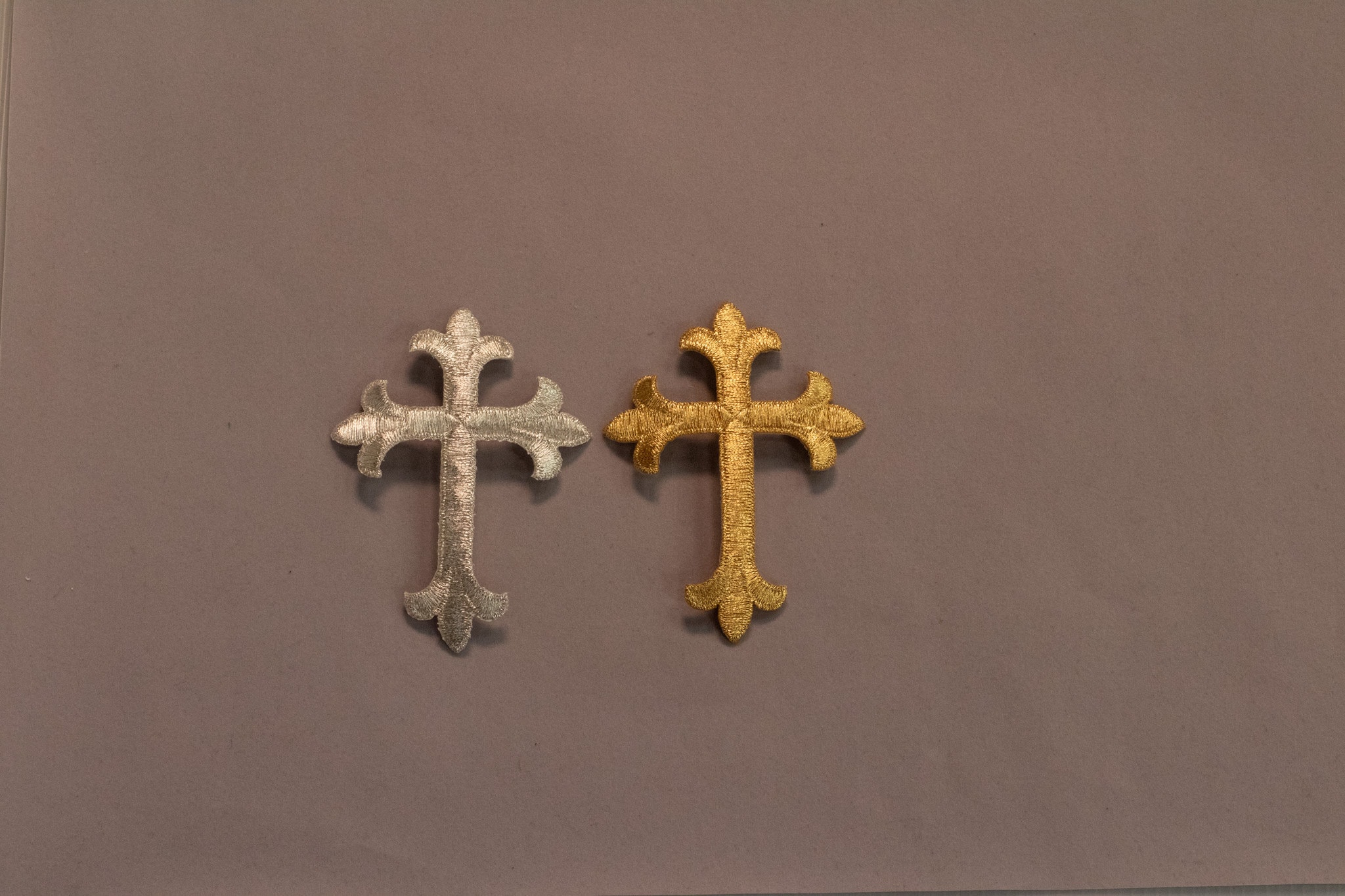 Iron-on Latin Cross Applique, Metallic Silver, Metallic Gold, Easy to ...