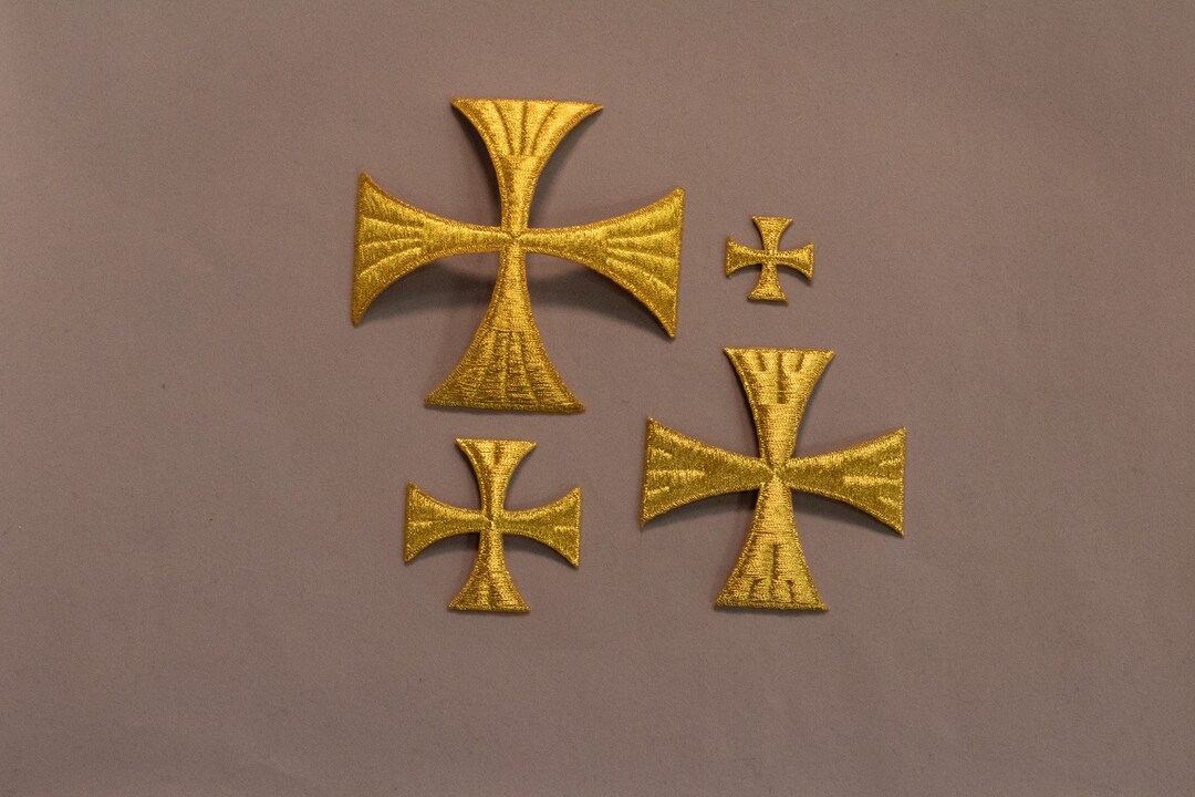 Iron on Cross Applique, Metallic Bright Gold, Greek Patee Style, Easy ...