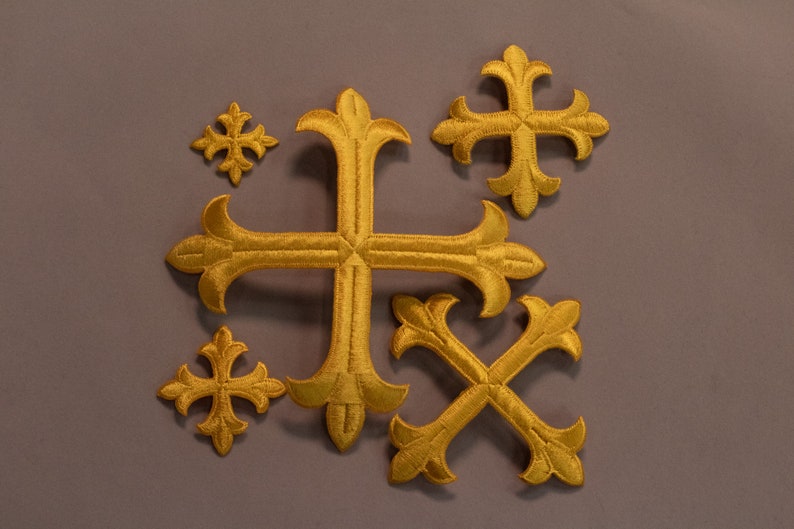 Iron on Cross Applique, Bright Gold, Fleury Style, Easy to Use - Etsy
